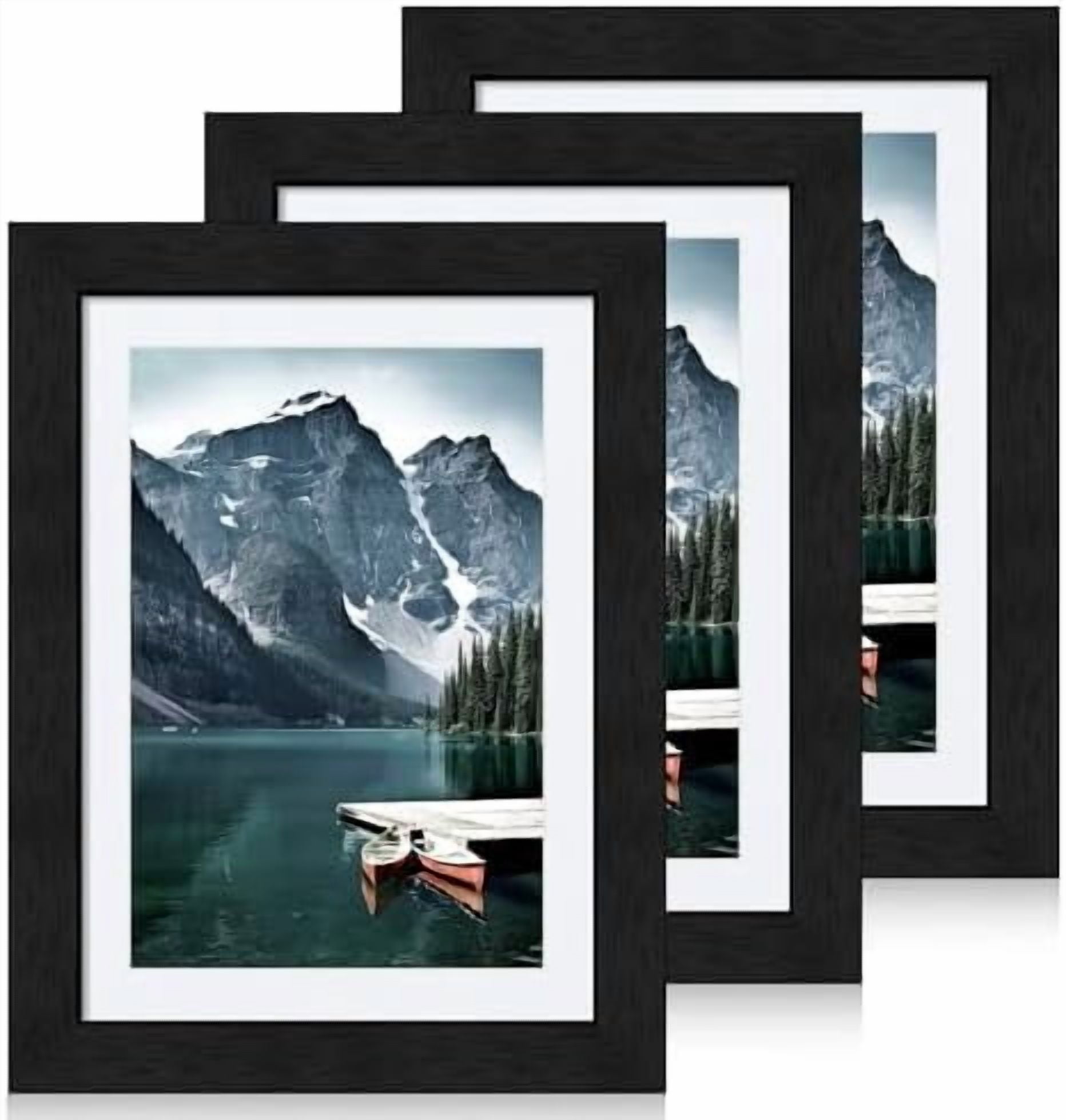 5x7 Black Picture Frames set of 3, Made of Wooden and Glass Photo frame ...