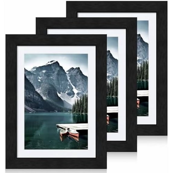 5x7 Black Picture Frames set of 3, Made of Wooden and Glass Photo frame ...