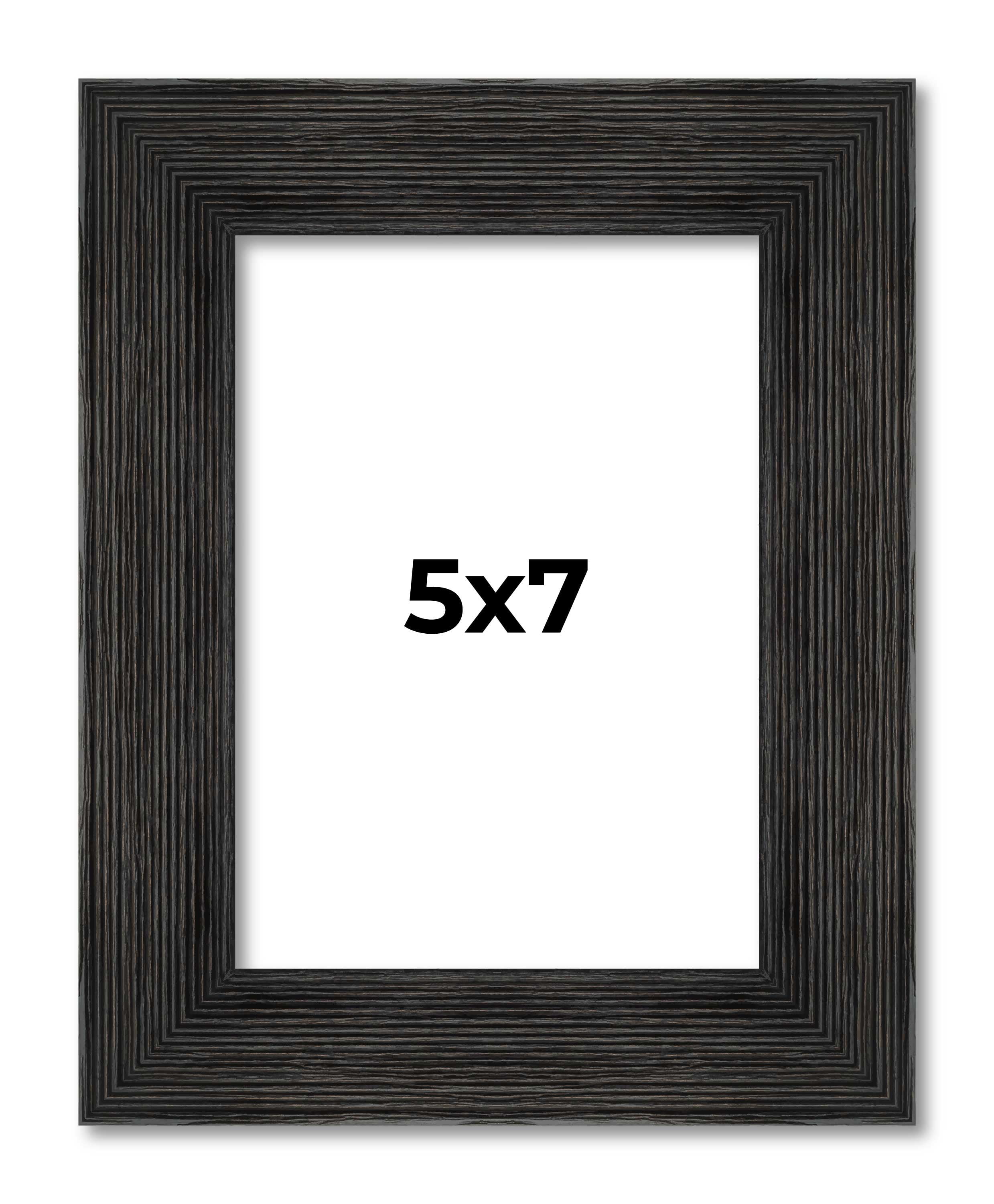 5x7 Black Rustic Wide Barnwood Picture Frame - UV Acrylic, Foam Board ...