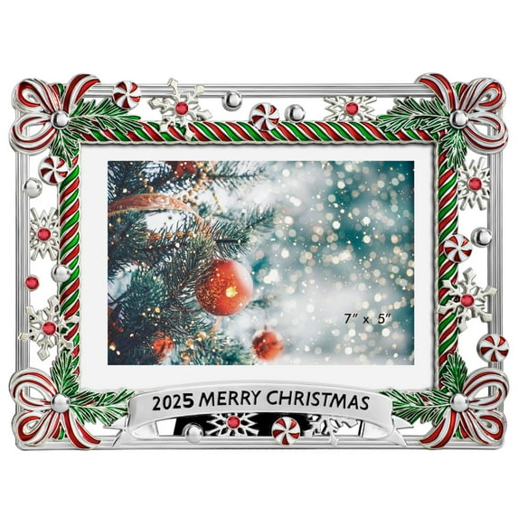 5x7 Christmas Picture Frame Ribbon Metal Candy Photo Frame 2025 ...