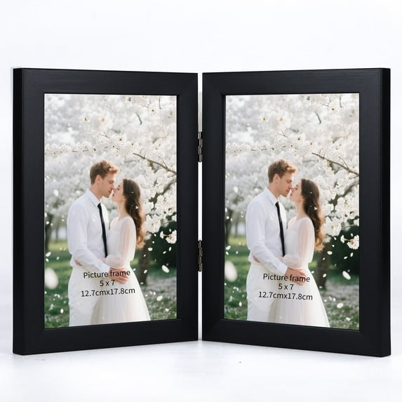 5x7 Double Picture Frame with Real Glass Display Vertically 5 by 7 ...