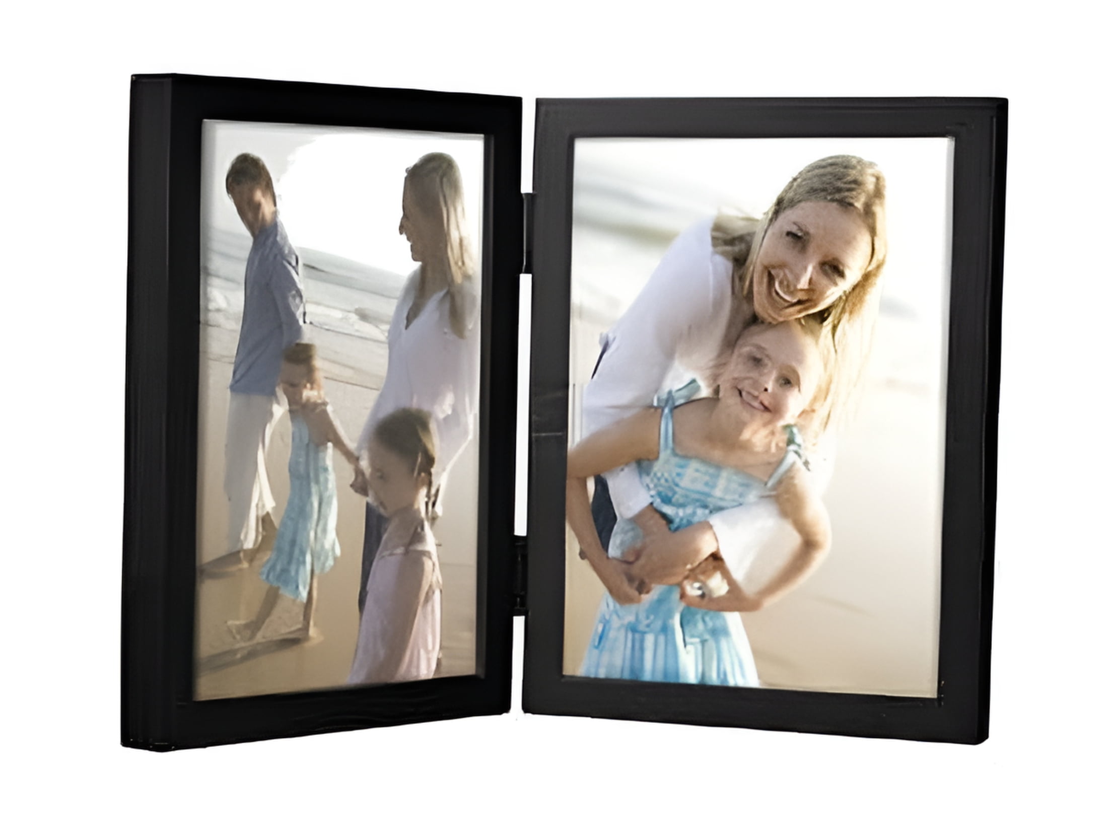 Malden 5x7 Double Vertical Hinged Black Concepts Photo Frame with Brass ...