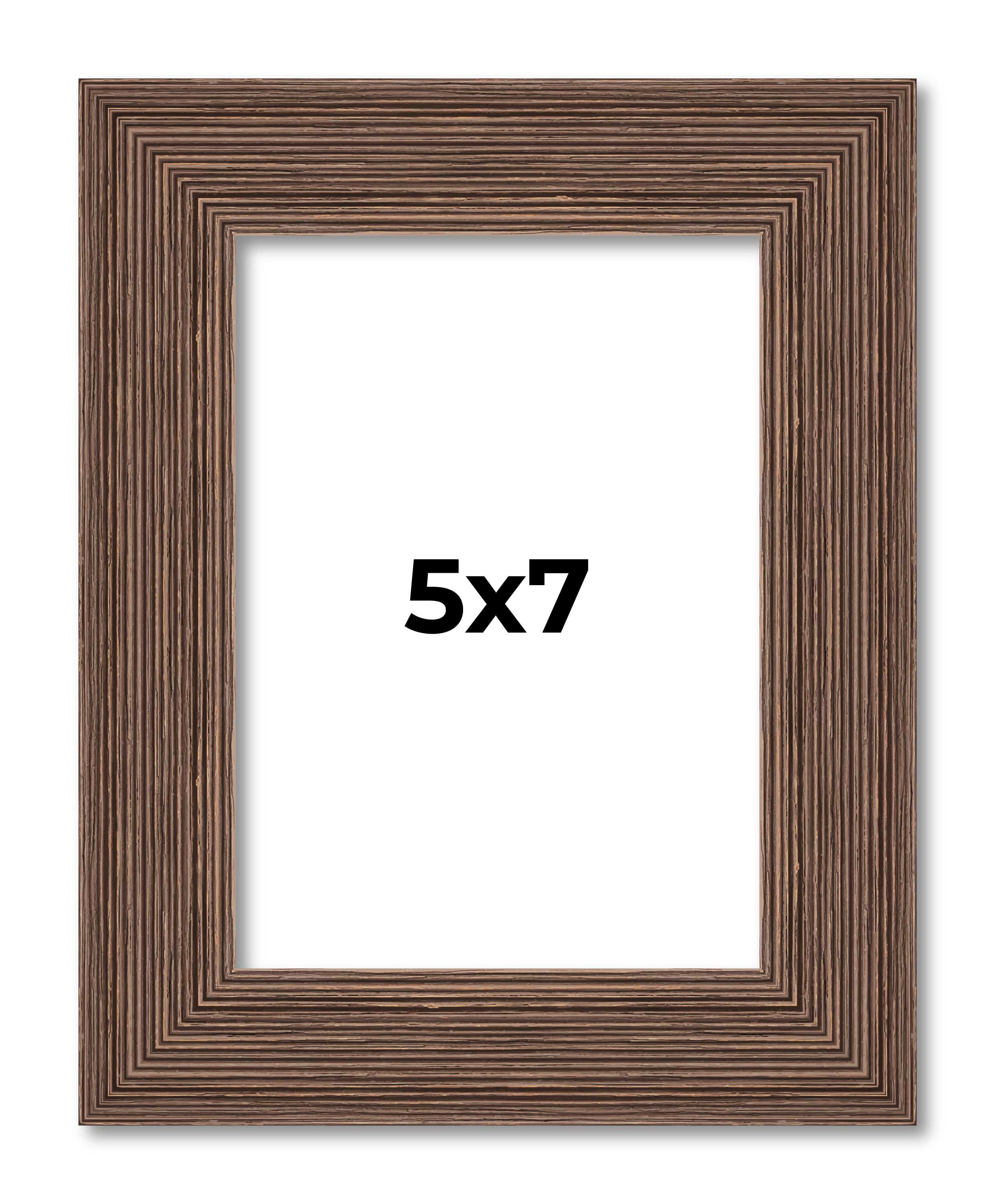 5x7 Farmhouse Brown Solid Wood Picture Frame Width 1.5 Inches ...