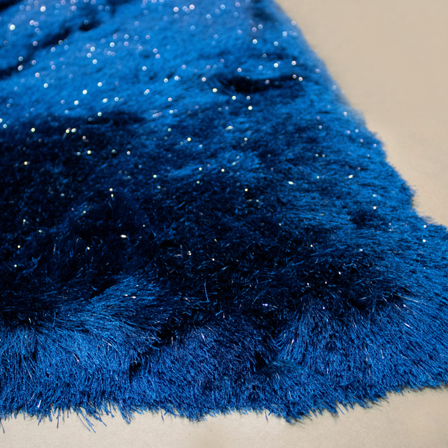 5x7ft High Pile Blue Shag Area Rug for Living & Dining Room with Silver ...