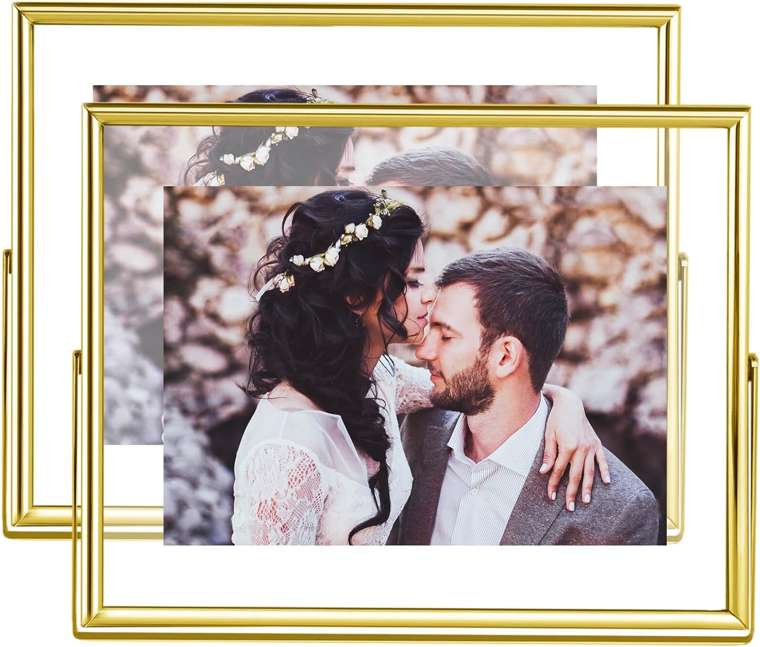 5x7 Floating Picture Frames Set of 2, Made of Metal and Double Real ...