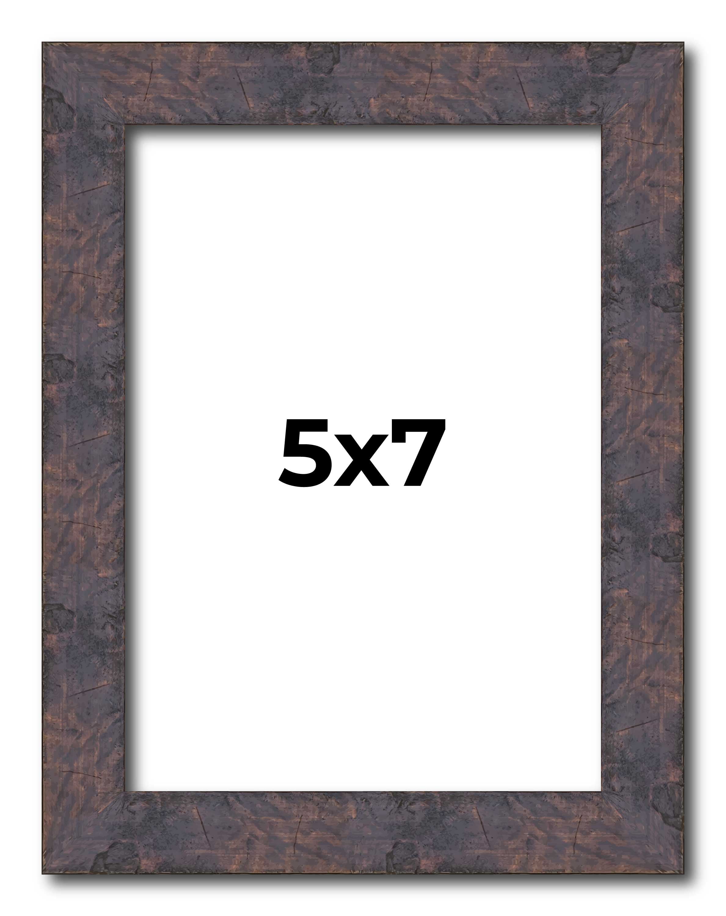 5x7 Frame Brown Rustic Lacquered Walnut Solid Wood Picture Frame Width ...