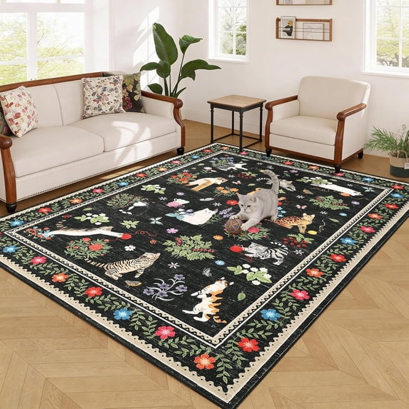 5x7 Ft Area Rug Living Room Washable Non Slip Stain Resistant Modern ...