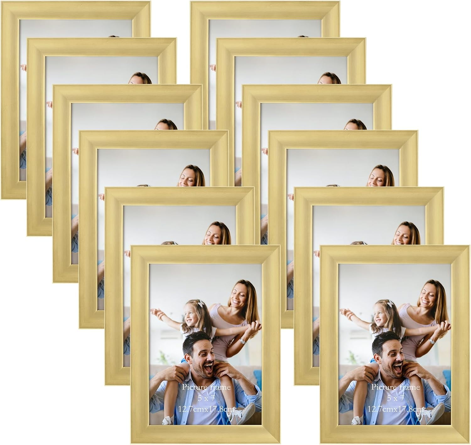 5x7 Gold Picture Frames Set of 12 Multi Display Modern Bulk Photo ...