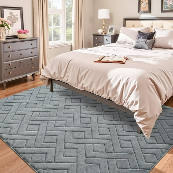 5x7 Grey Washable Area Rug for Bedroom Living Room, Modern Geometric ...