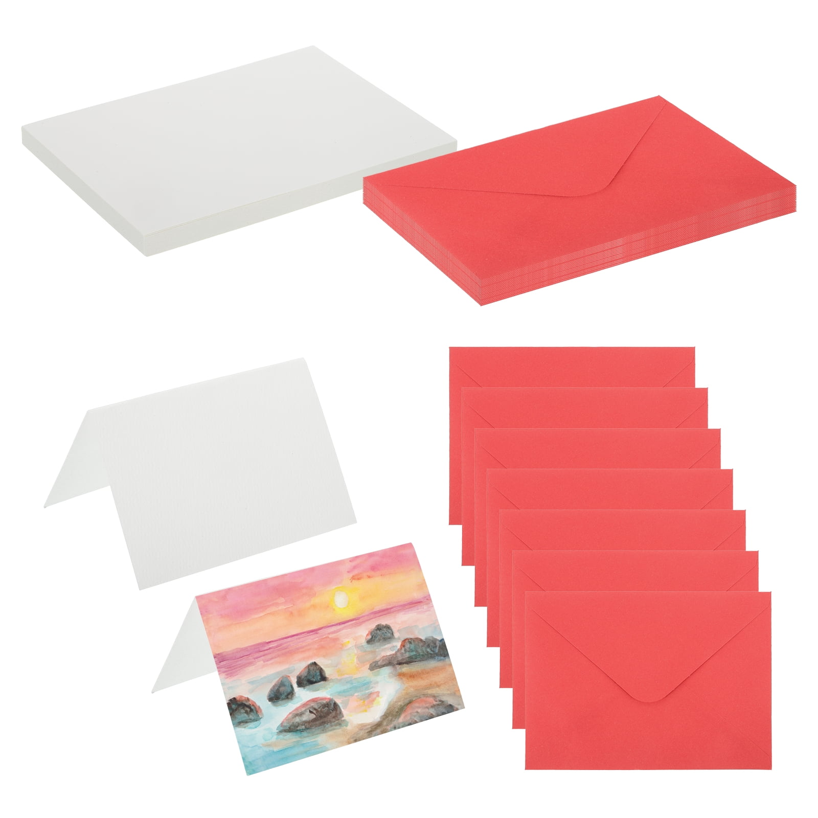 5x7 Inch Pure Cotton Watercolor Cards, 25 Sets Postcards with Envelopes ...