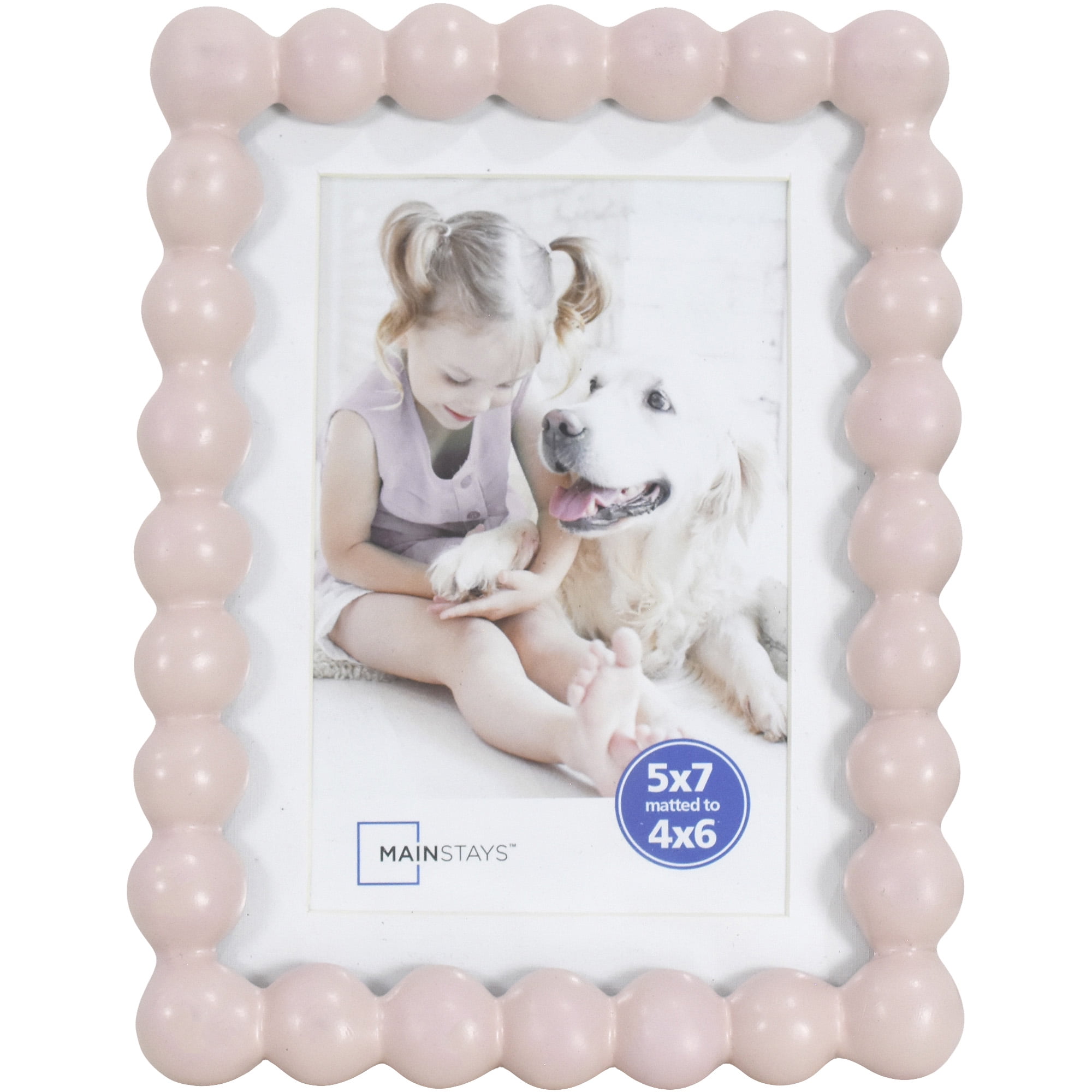 Mainstays Blush Pink Bubble Beaded 5x7 Picture Frame Matted to 4x6 ...