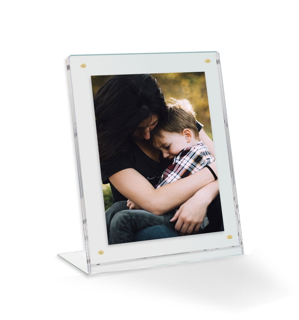 5x7 Magnetic Acrylic Frame Table Stand Includes Gold Magnetic Front ...