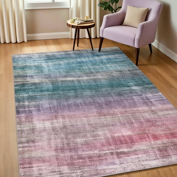 5x7 Modern Abstract Rugs Washable Non-Slip Ombre for Living Room ...