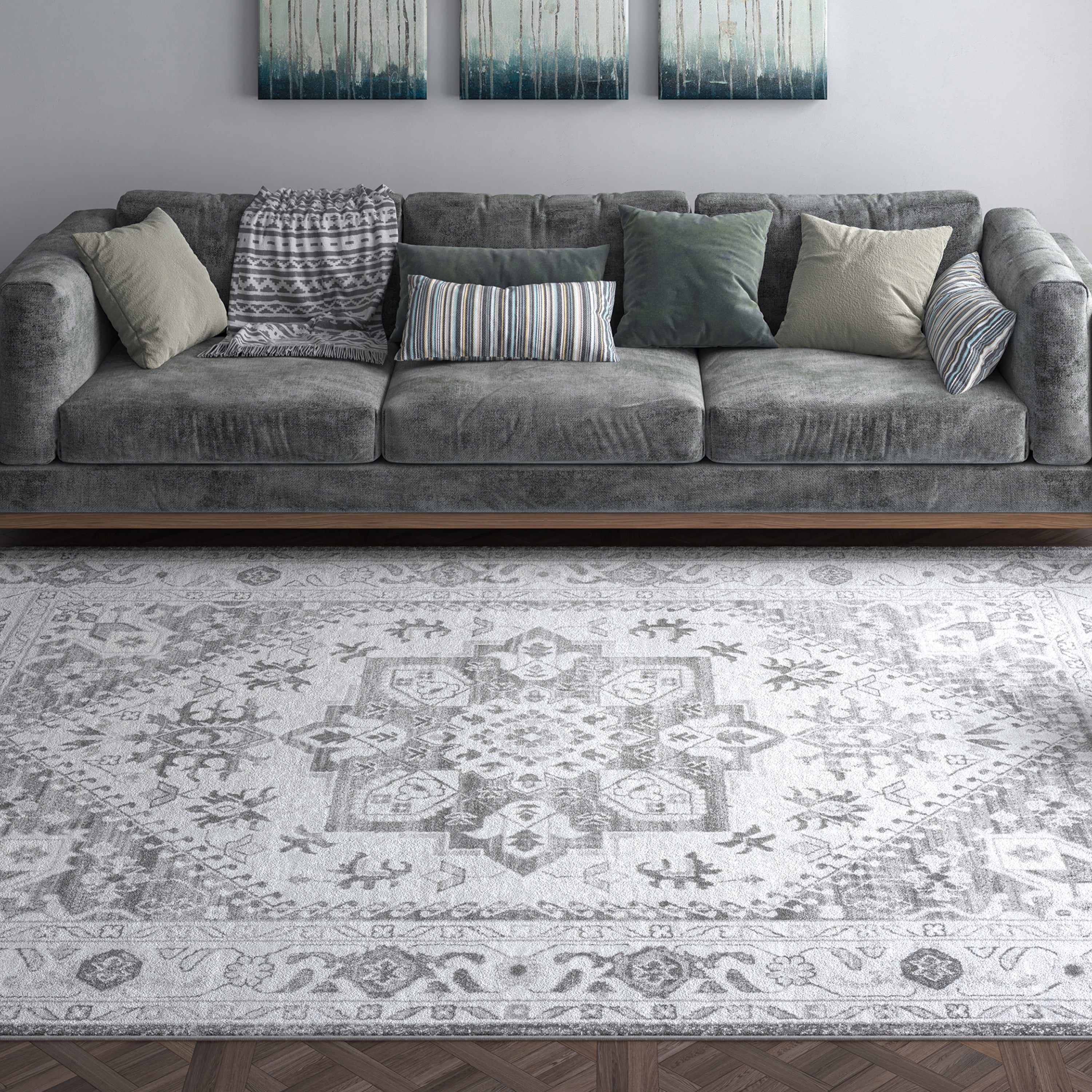 5x7 Modern Gray Area Rugs for Living Room | Bedroom Rug | Dining Room ...