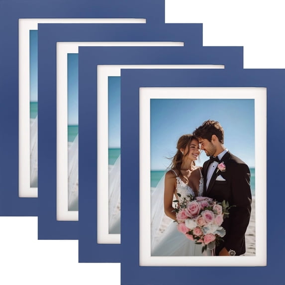 5x7 Navy Blue Picture Frames Natural Solid Wood Environmental Paint ...