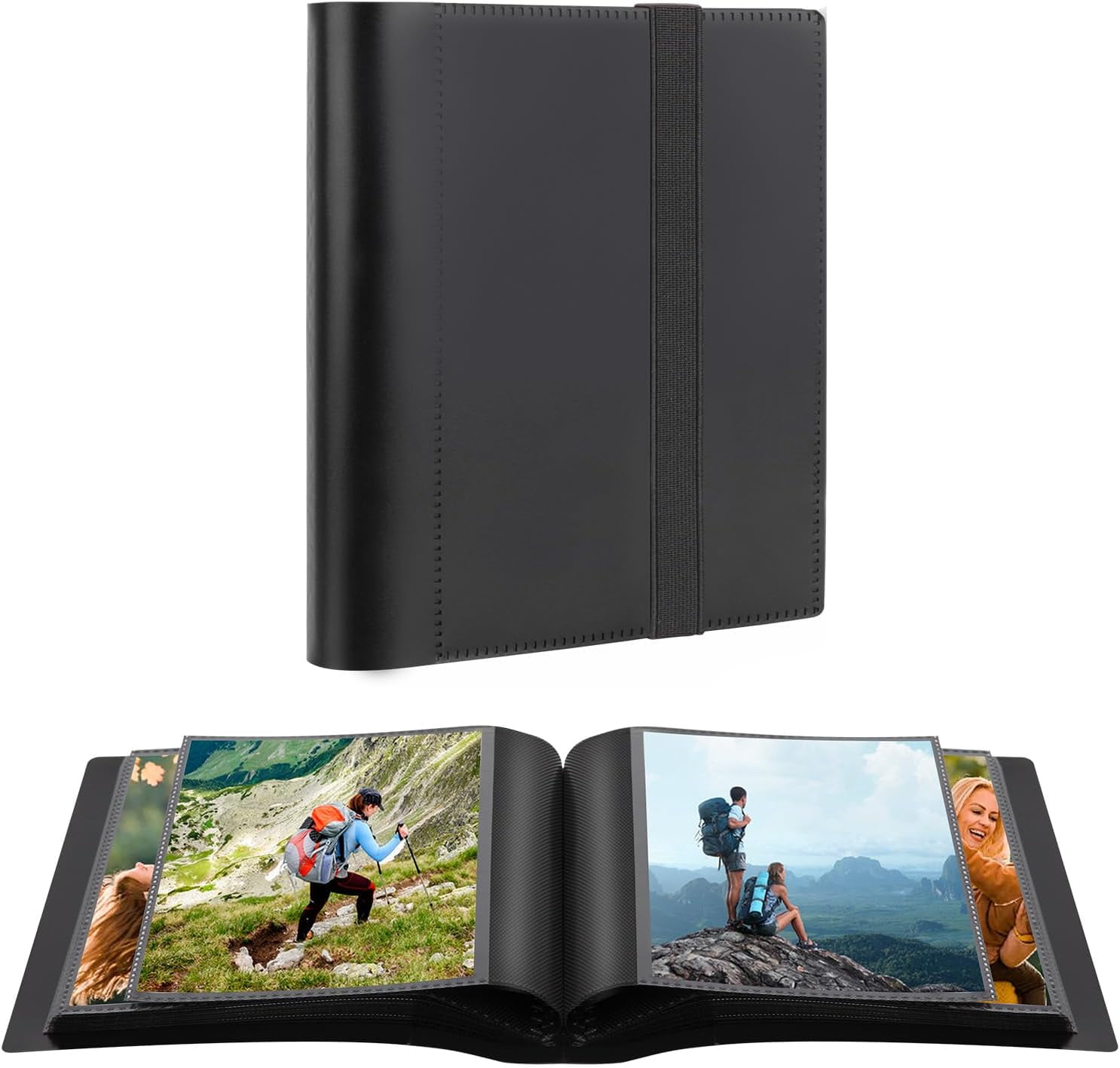 5x7 Photo Album Holds 64 Photos Black Inner Pages with Strong Elastic ...