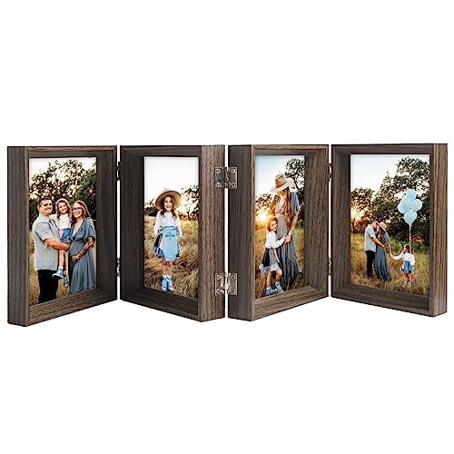 5x7 Double Vertical Opening Photo Frame, Hinged Folding Design for 4 ...