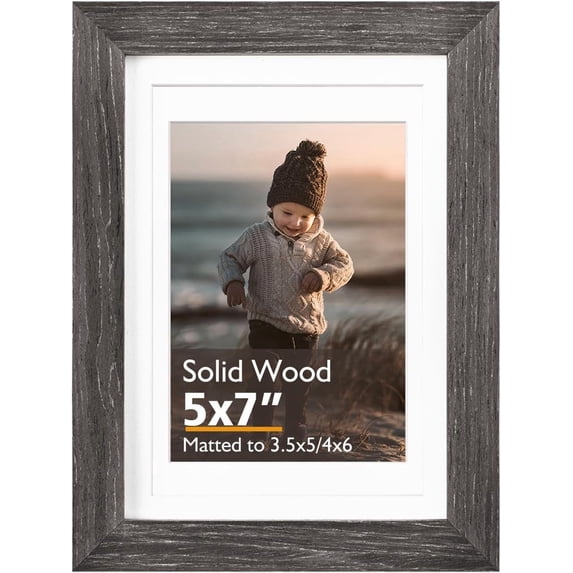 5x7 Picture Frame Ash Black, Solid Wood Frame 5x7 with Acrylic ...