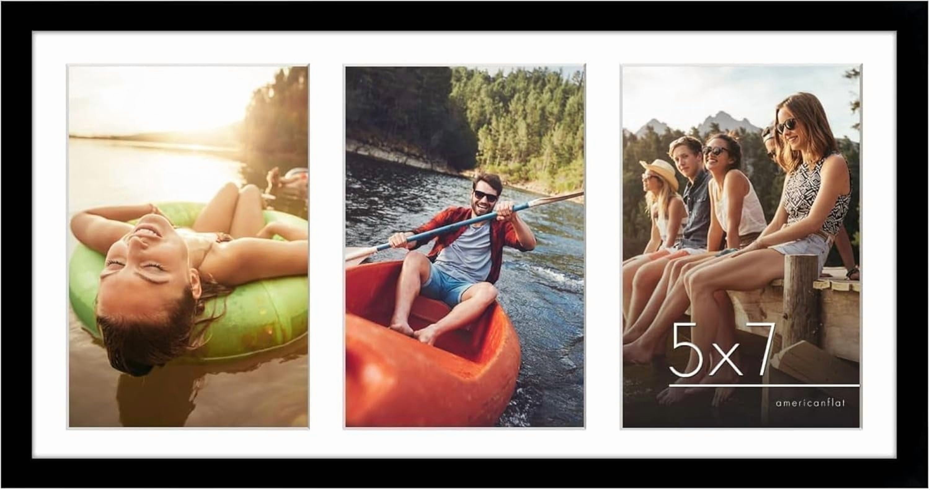 5x7 Picture Frame Collage with Shatter-Resistant Glass - Fits Three 5x7 ...