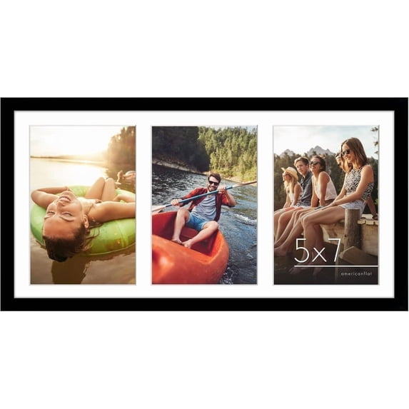 5x7 Picture Frame Collage with Shatter-Resistant Glass - Fits Three 5x7 ...