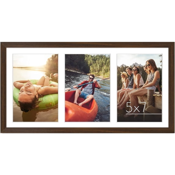 5x7 Picture Frame Collage with Shatter-Resistant Glass - Fits Three 5x7 ...