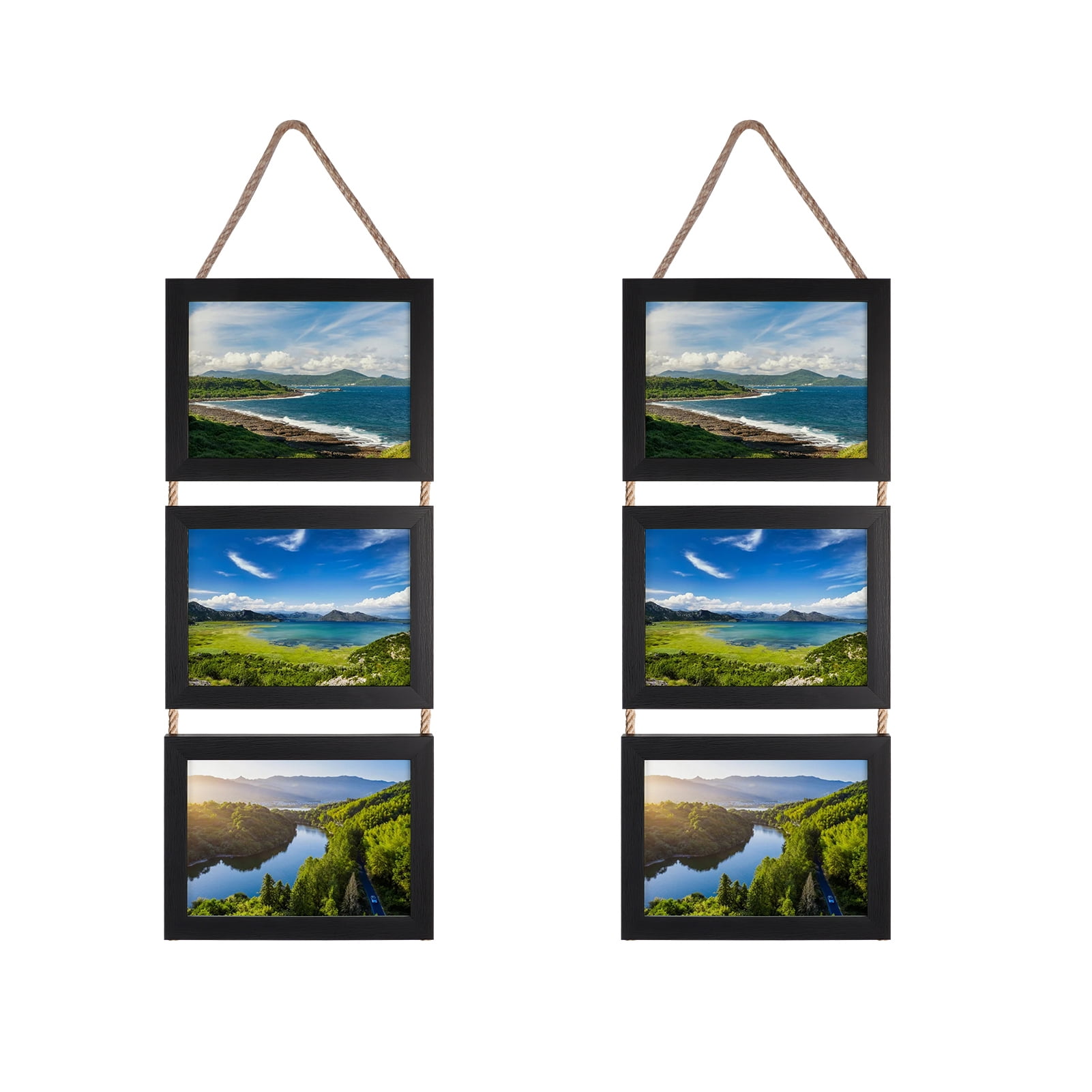 5x7 Collage Picture Frame Set of 2, 6 Opening Wall Hanging 5x7 Photo ...
