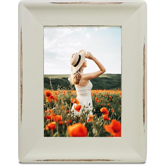 5x7 Picture Frame, Distressed Wood Photo Frame with Tempered Glass ...