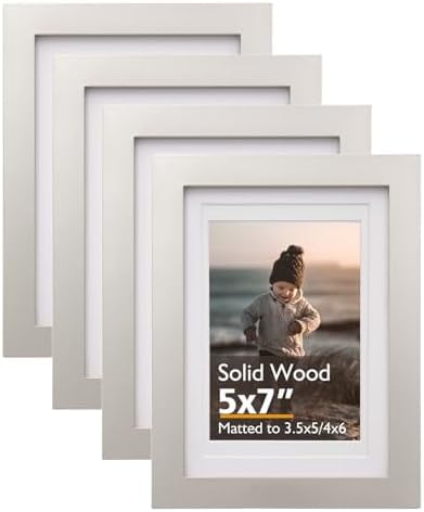 5x7 Picture Frame Light Grey, Solid Wood Frames with Acrylic Plexiglass ...