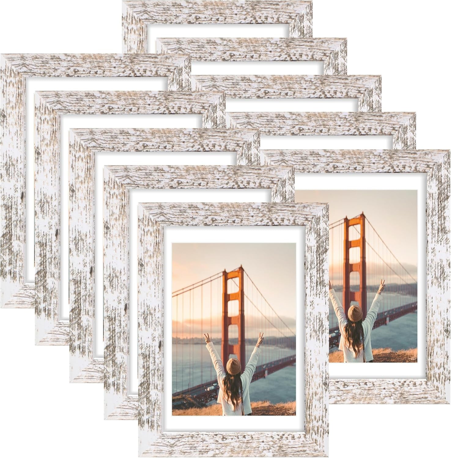 5x7 Picture Frame Sef of 10, Display Pictures 4x6 with Mat or 5 x 7 ...