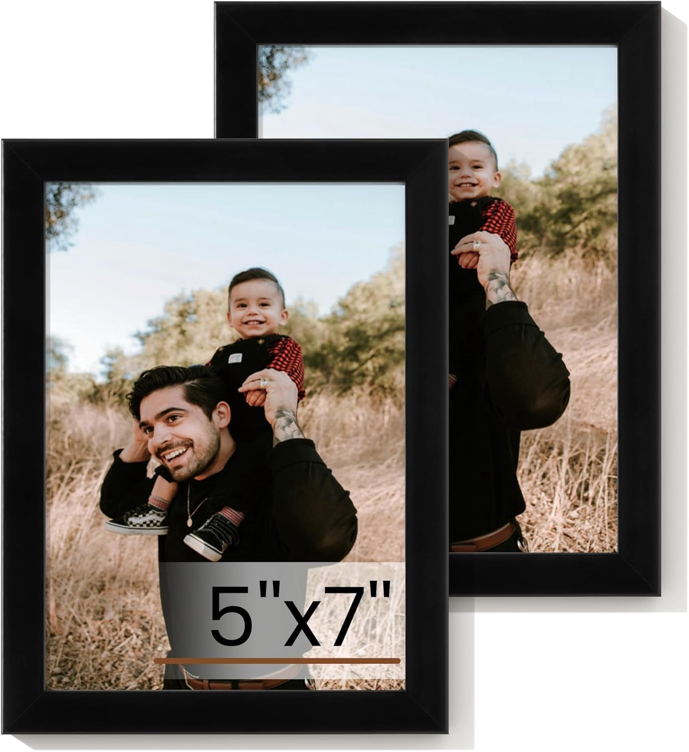 5x7 Picture Frame Set of 2,Display Pictures 5"x7",Black Photo Frame ...