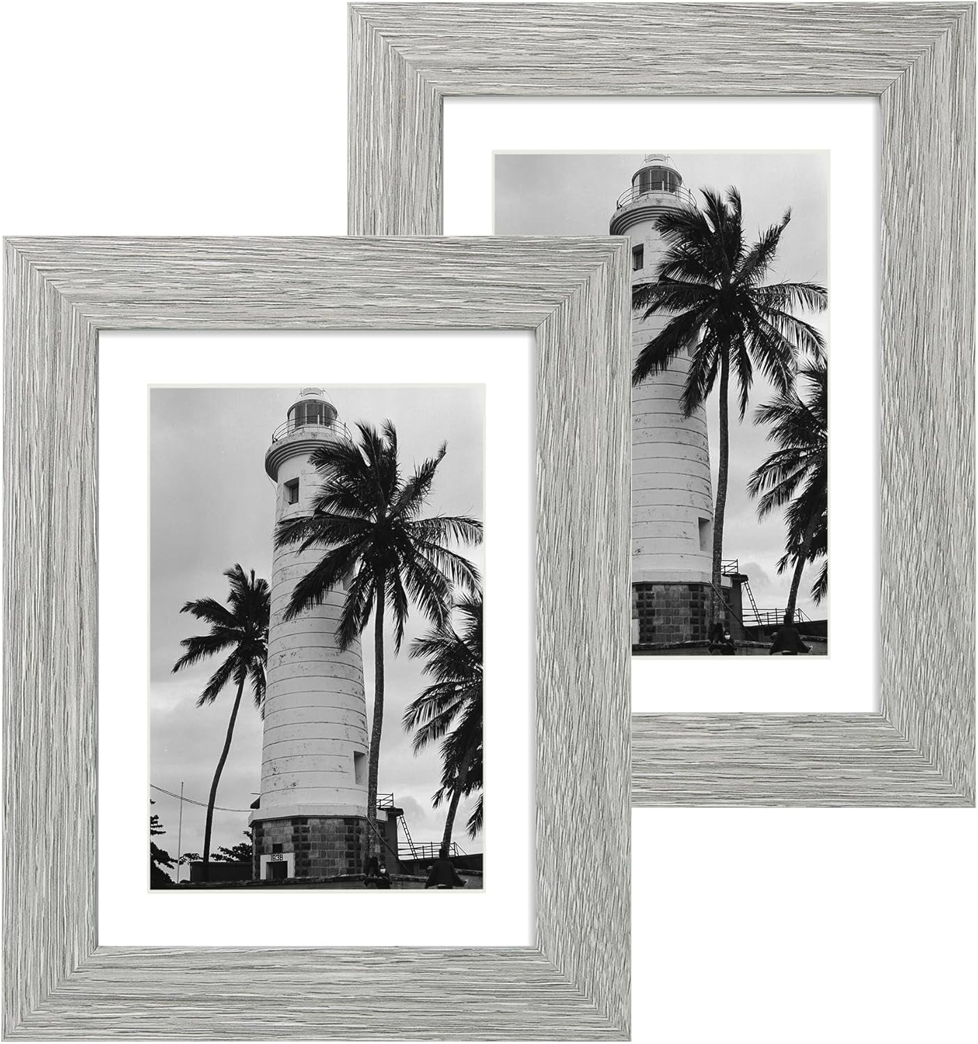 5x7 Picture Frame Set of 2, Gray Wood Photo Frame with HD Glass ...