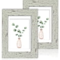5x7 Picture Frame Set of 2, Made of Real Glass and Sage Green Wooden ...