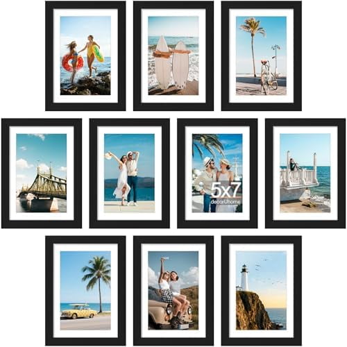 5x7 Picture Frame Set of 10, Display Photos 4x6 with Mat or 5x7 ...