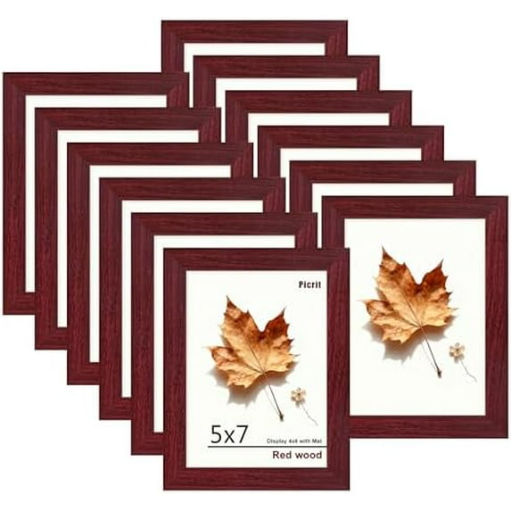 5x7 Picture Frame Set of 12, Display 4x6 with Mat or 5x7 without Mat ...