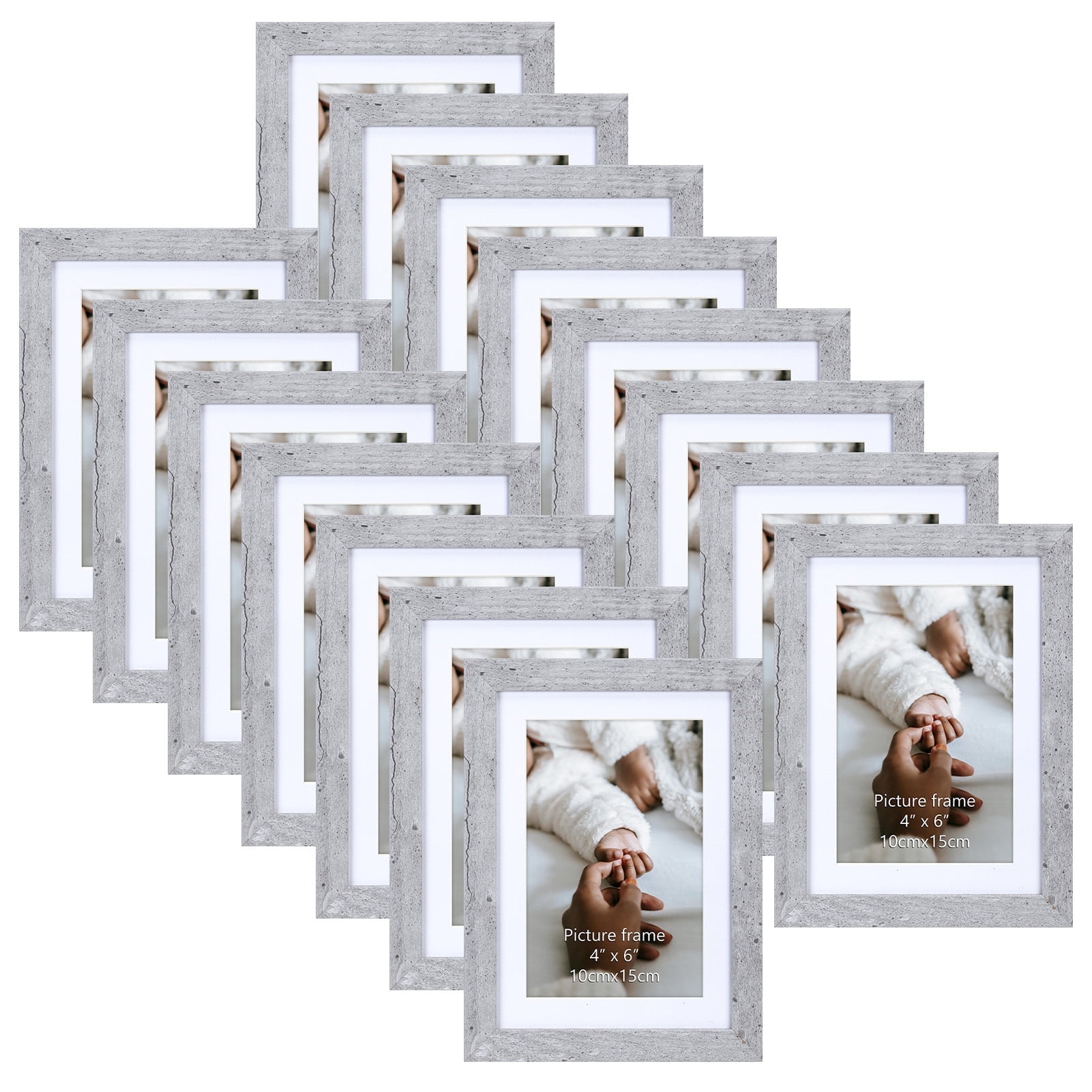 Foryoubyyu 5x7 Picture Frame Set of 15, Silver Woodgrain Photo Frames ...