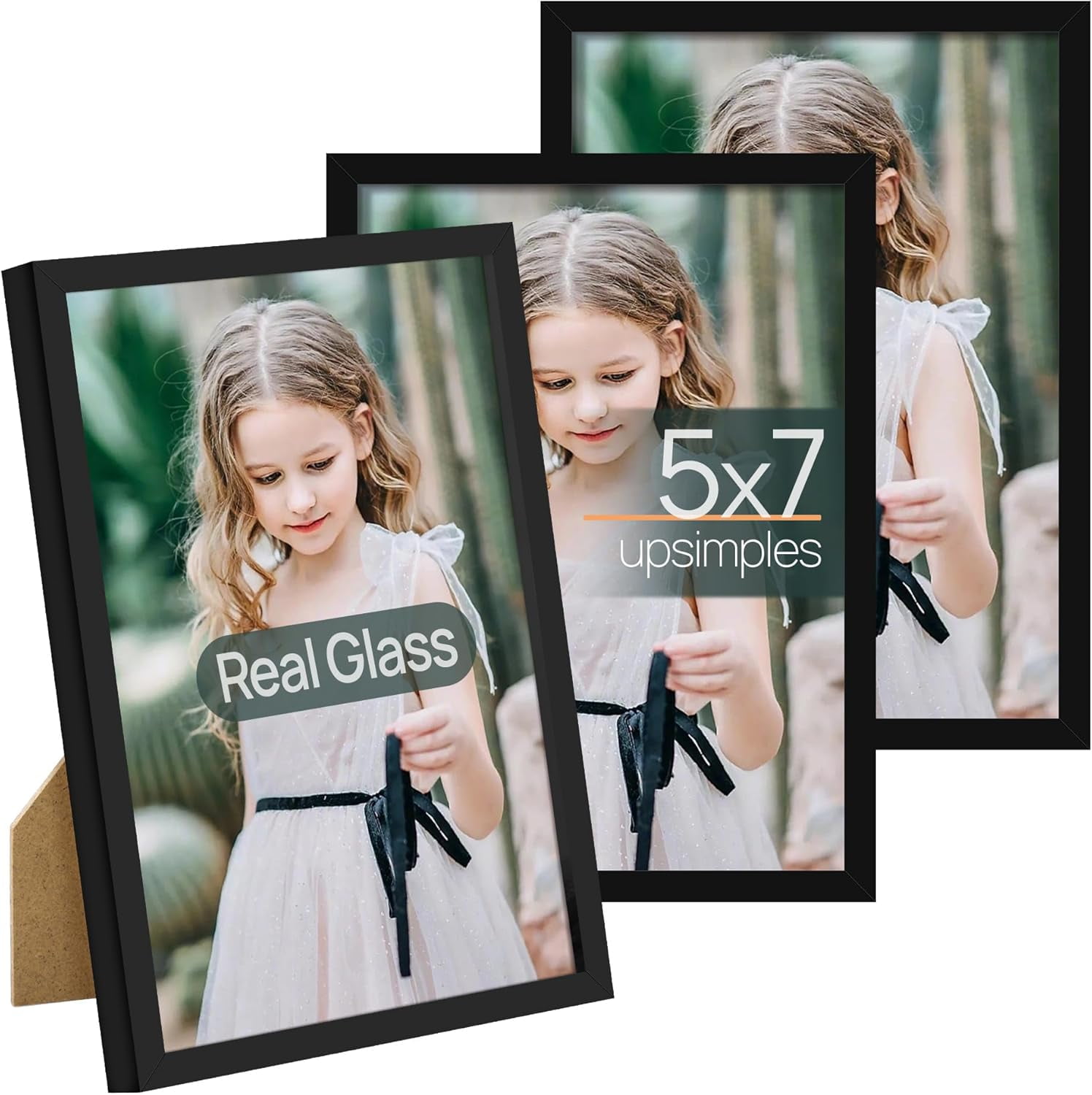5x7 Picture Frame Set of 3, Made of High Definition Glass for 5 x 7 ...