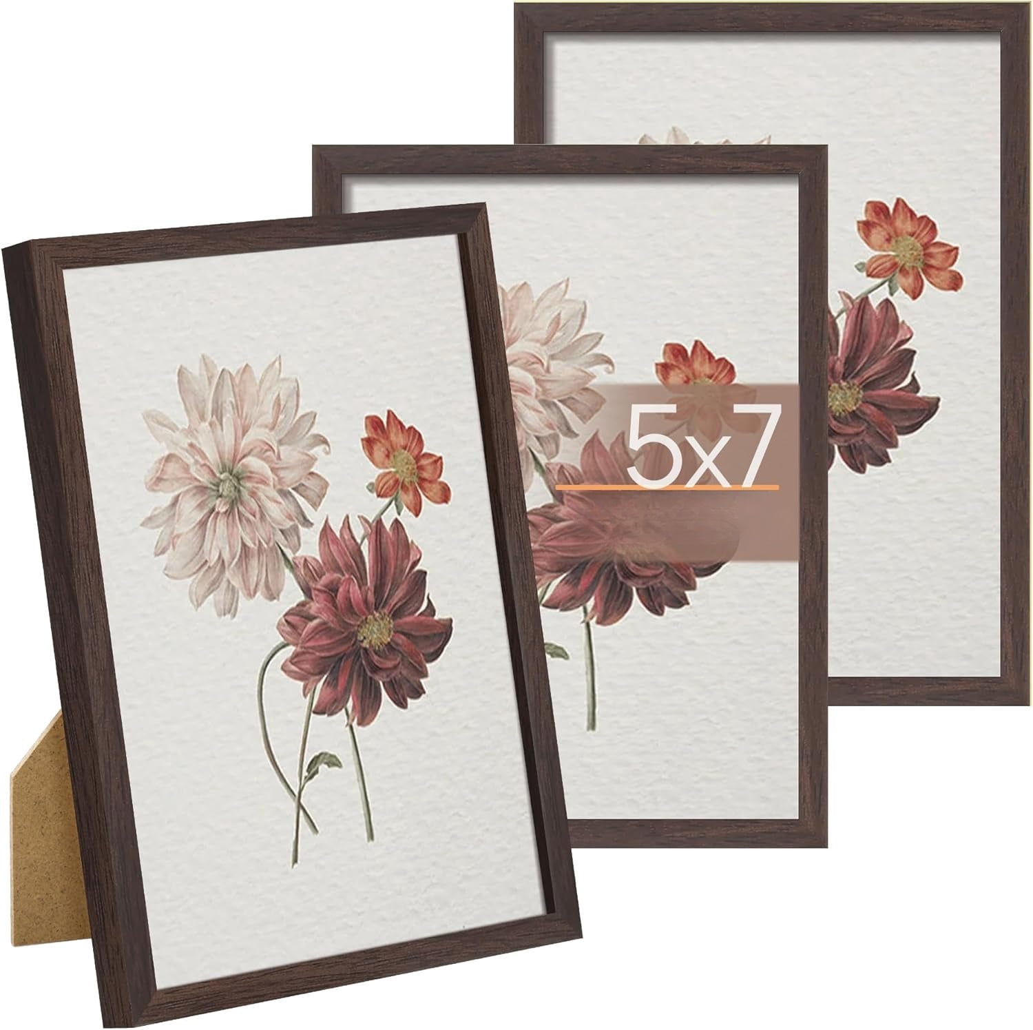 5x7 Picture Frame Set of 3, Made of High Definition Glass for 5 x 7 ...