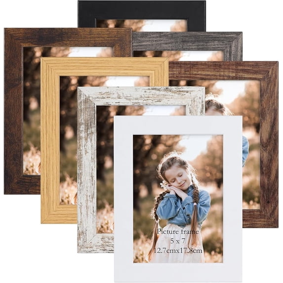 5x7 Picture Frame Set of 7, Wooden Rustic Photo Frames 5 by 7 for ...