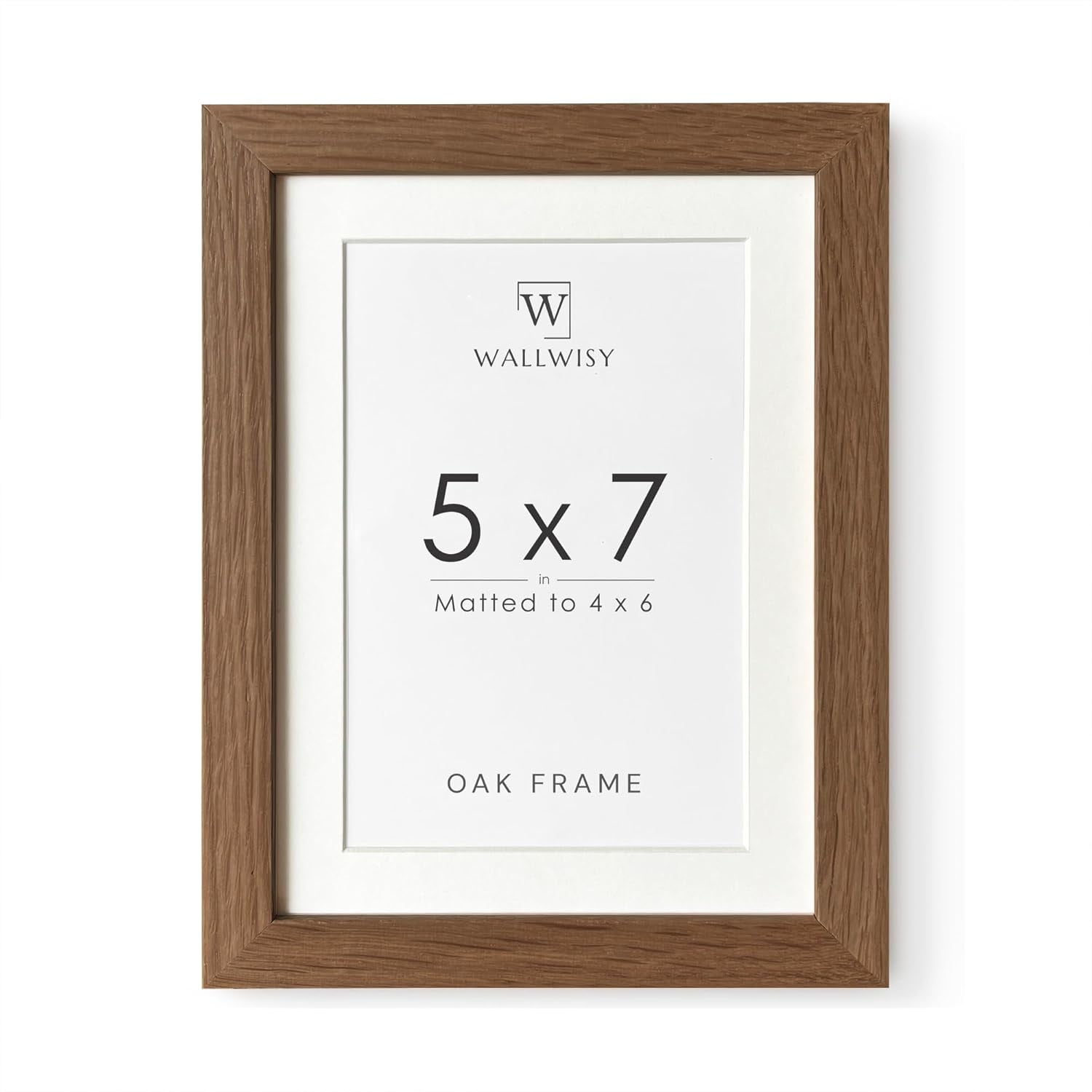 5x7 Picture Frame, Solid Oak Wood 5 x 7 Photo Frame with Mat to 4x6 ...