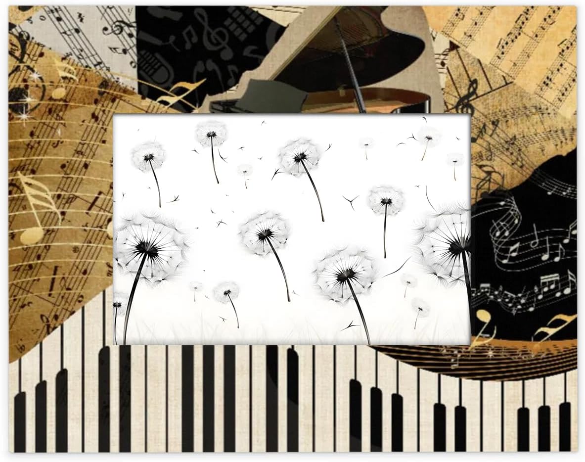 5x7 Picture Frame,Vintage Music Piano Keys Theme Wooden Photo Frame for ...