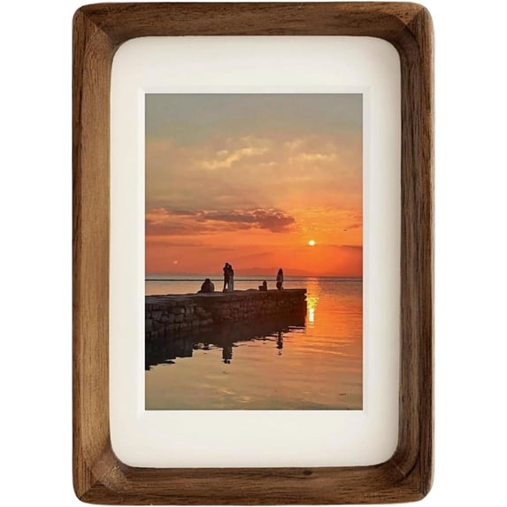 5x7 Picture Frame Wood with 4x6 Mat,Natural Solid Walnut Wooden Photo ...