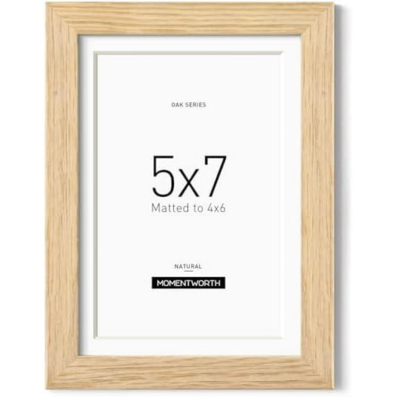 5x7 Picture Frame with Mat for 4x6, Solid Oak Wood 5x7 Frame with ...