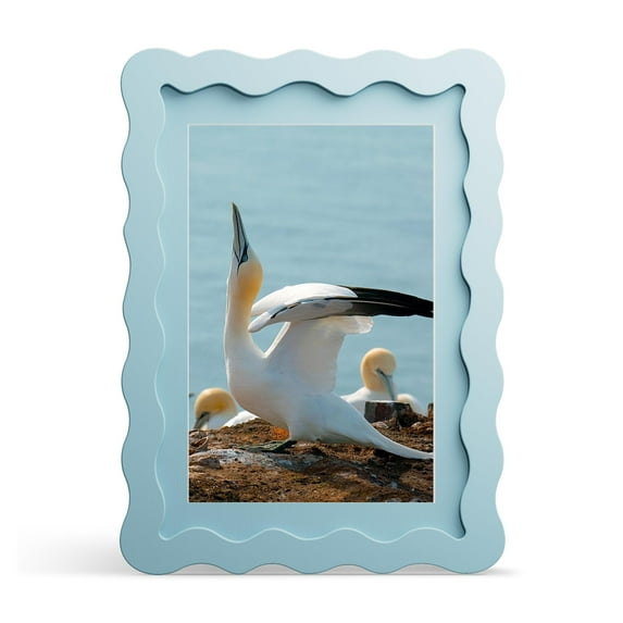 5x7 Picture Frame with Mat for 4x6, Wavy Edge Wooden Real Glass Photo ...