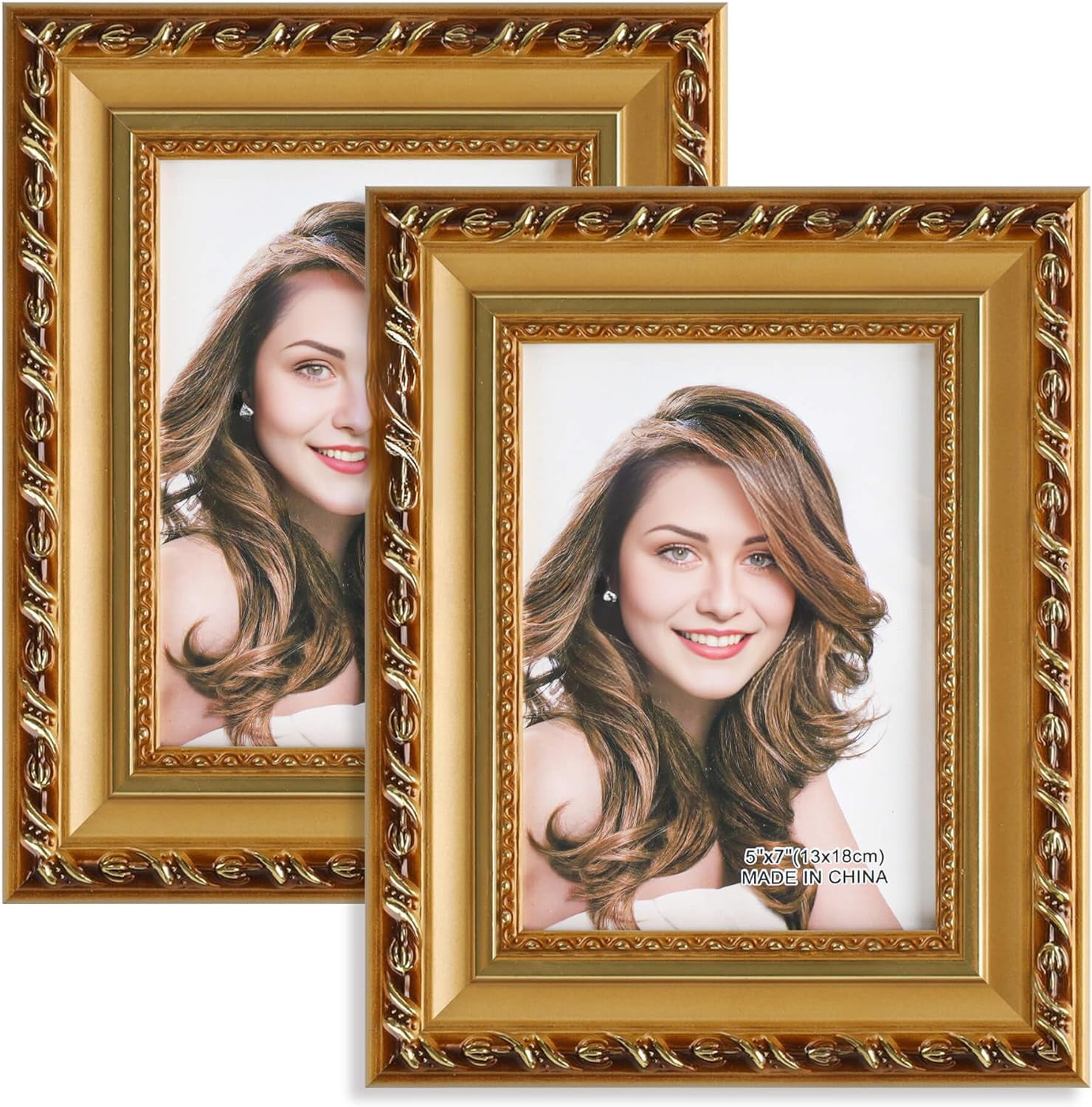 5x7 Picture Frames Gold, Ornate Frame 5 by 7 Picture Frame with Real ...