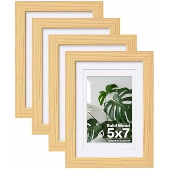 5x7 Picture Frames Natural Wood Frames with Plexiglass, Display ...