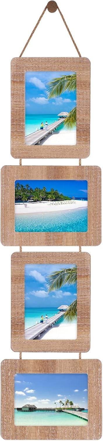 5x7 Picture Frames Rustic Wood Hanging Picture Frames 4 Opening Photo ...