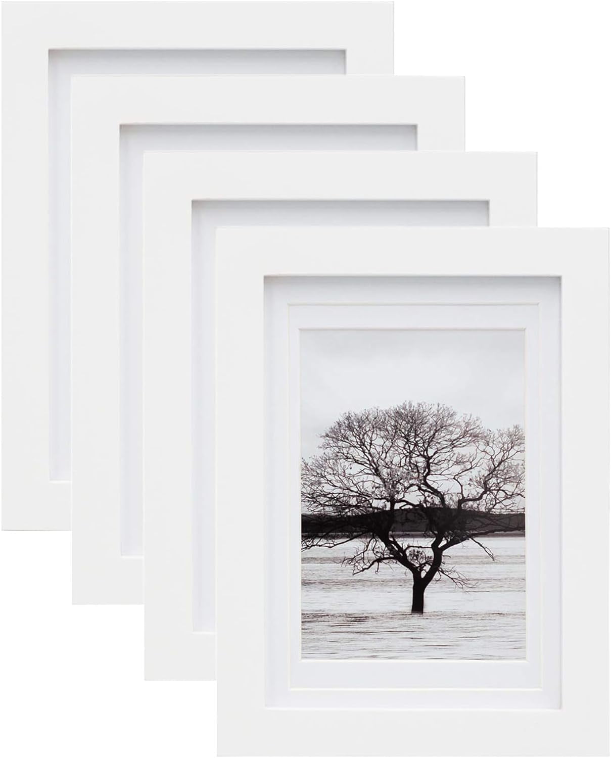 5x7 Picture Frames Set of 4, Made of Solid Wood Covered by Plexiglass 3 ...