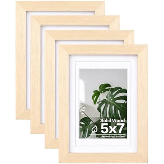 5x7 Picture Frames Set of 4, Made of Solid Wood Covered by Plexiglass 3 ...