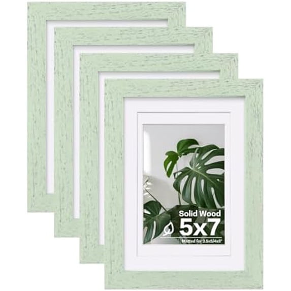 5x7 Picture Frames Set of 4, Made of Solid Wood Covered by Plexiglass 3 ...