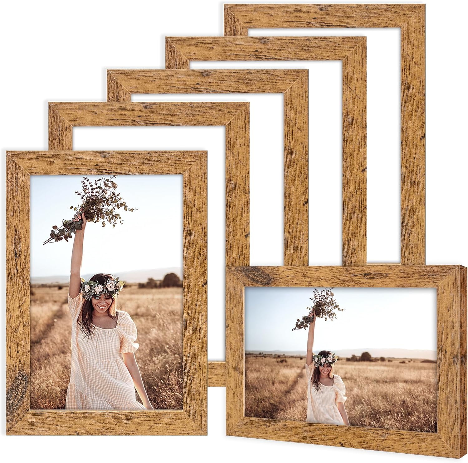 5x7 Picture Frames Set of 6, Rustic Photo Frames Collage for Wall Decor ...